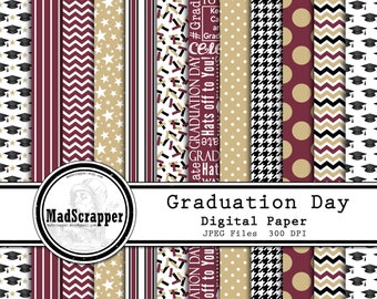 Digital Scrapbook Paper Graduation Day Black White Gold | Etsy