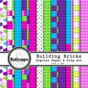 Digital Scrapbook Paper Building Bricks Digital Building - Etsy