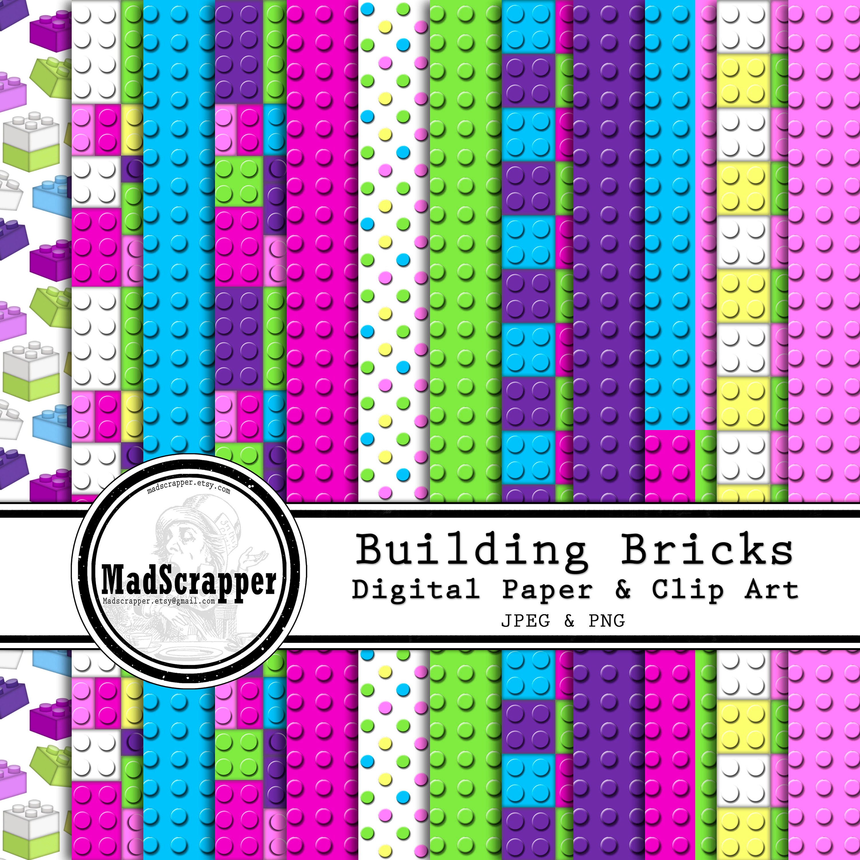 Digital Scrapbook Paper Building Bricks Digital Building - Etsy
