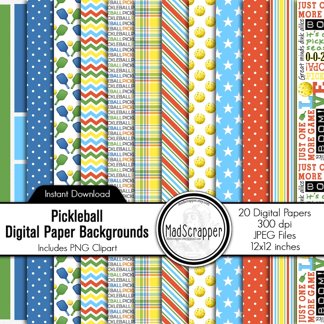 Digital Scrapbook Paper Pickleball Paper Digital and Printable ...
