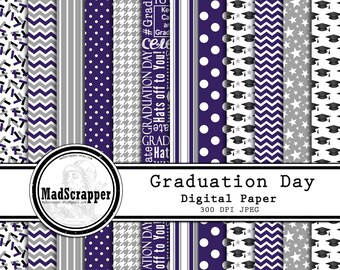 Digital Scrapbook Paper Graduation Day Scarlet and Gray | Etsy