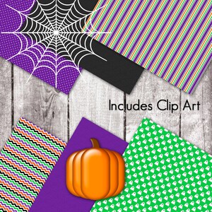 Digital Scrapbook Paper Halloween Purple and Green Digital Halloween ...