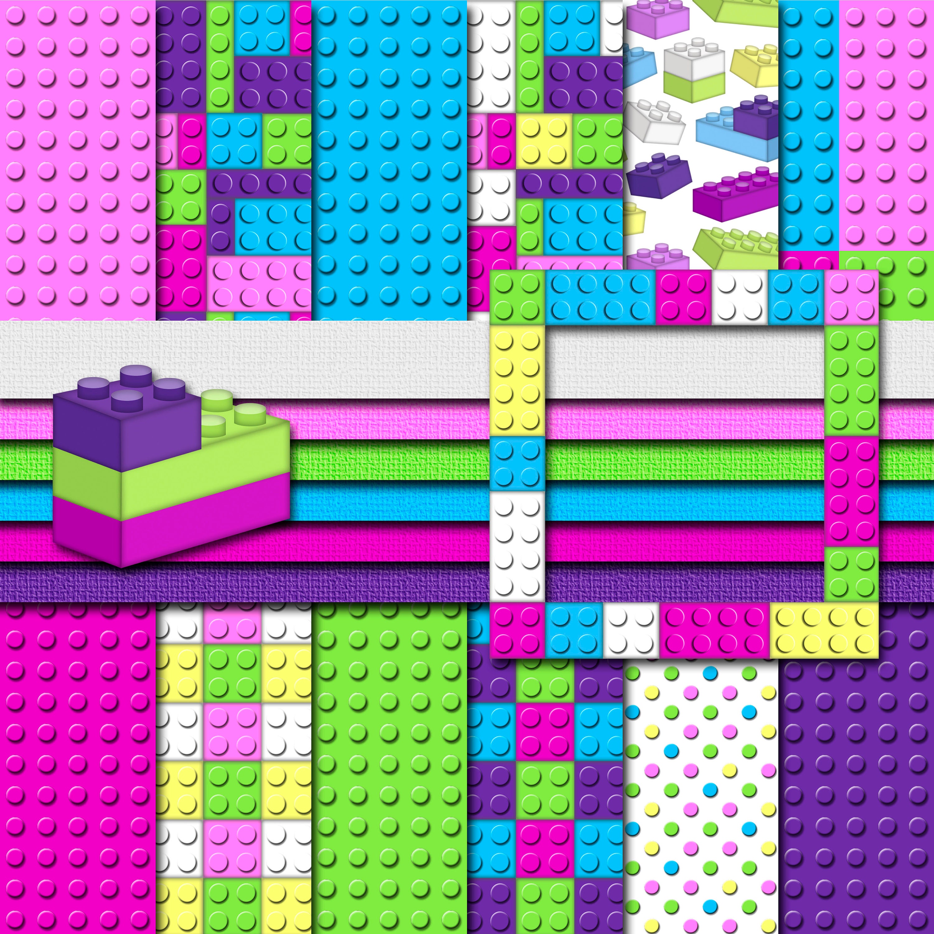 Digital Scrapbook Paper Building Bricks Digital Building - Etsy