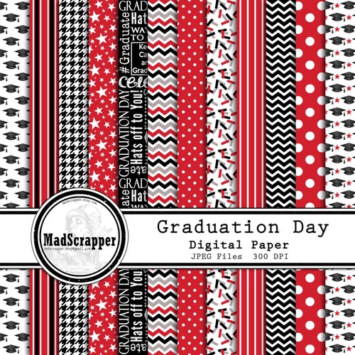 Digital Scrapbook Paper Graduation Day Digital Paper Black and - Etsy