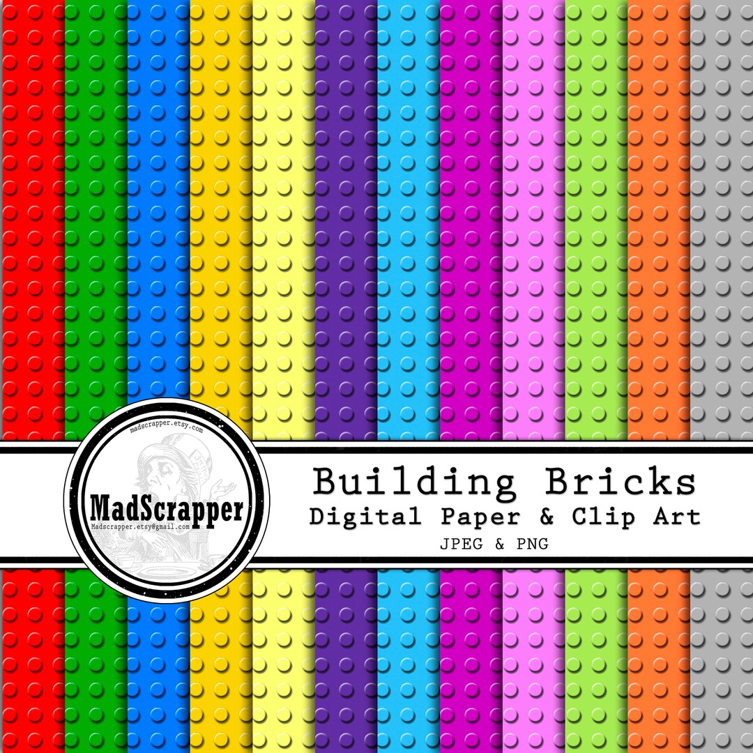 Digital Scrapbook Paper Building Bricks Base Plates Only - Etsy
