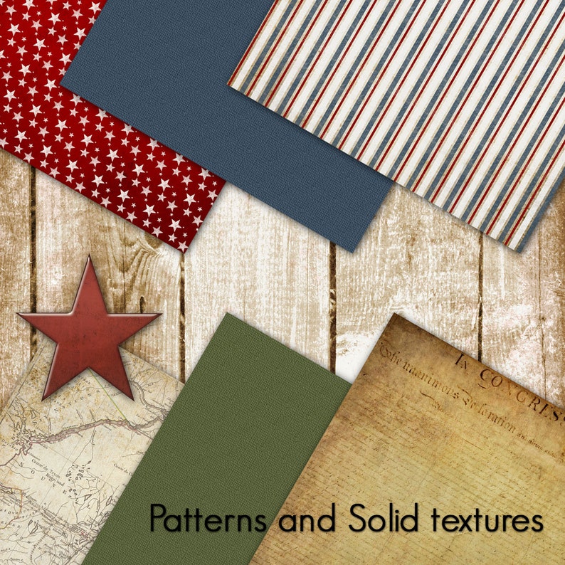 Patriotic Digital Scrapbook Paper: Spirit of 1776, USA (digital ...