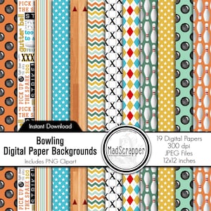 Digital Scrapbook Paper Bowling Digital Bowling Scrapbook Paper ...