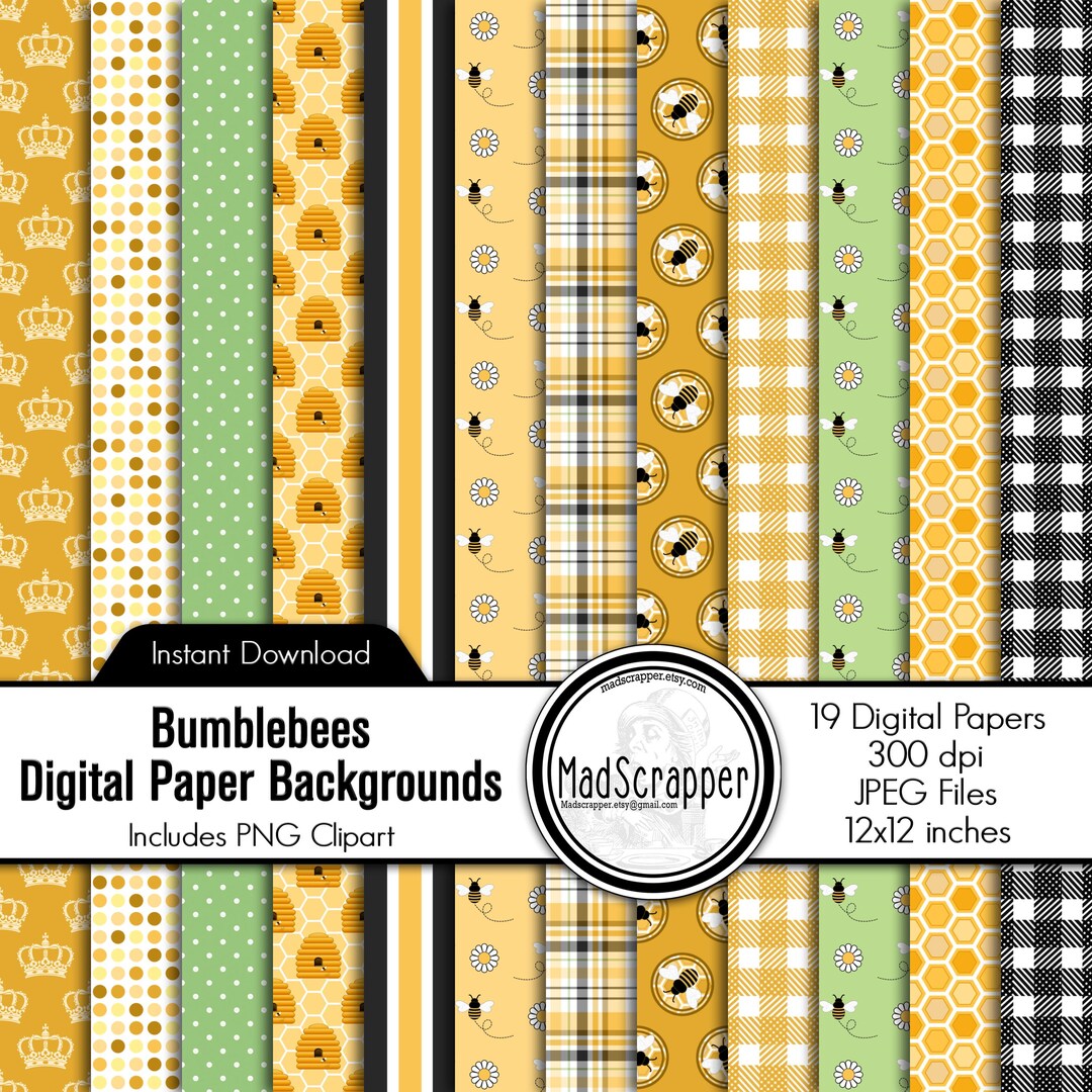 Honeybee Digital Scrapbook Paper: Bee Digital Backgrounds and Clip Art ...