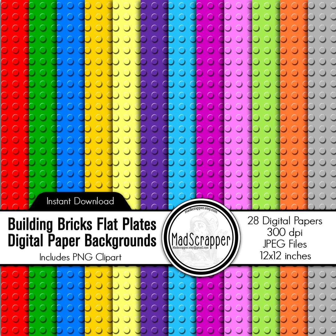 Digital Scrapbook Paper Building Bricks Base Plates Digital Paper ...