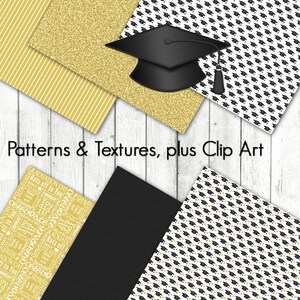 Digital Scrapbook Paper Graduation Day Black and Gold Digital Grad ...
