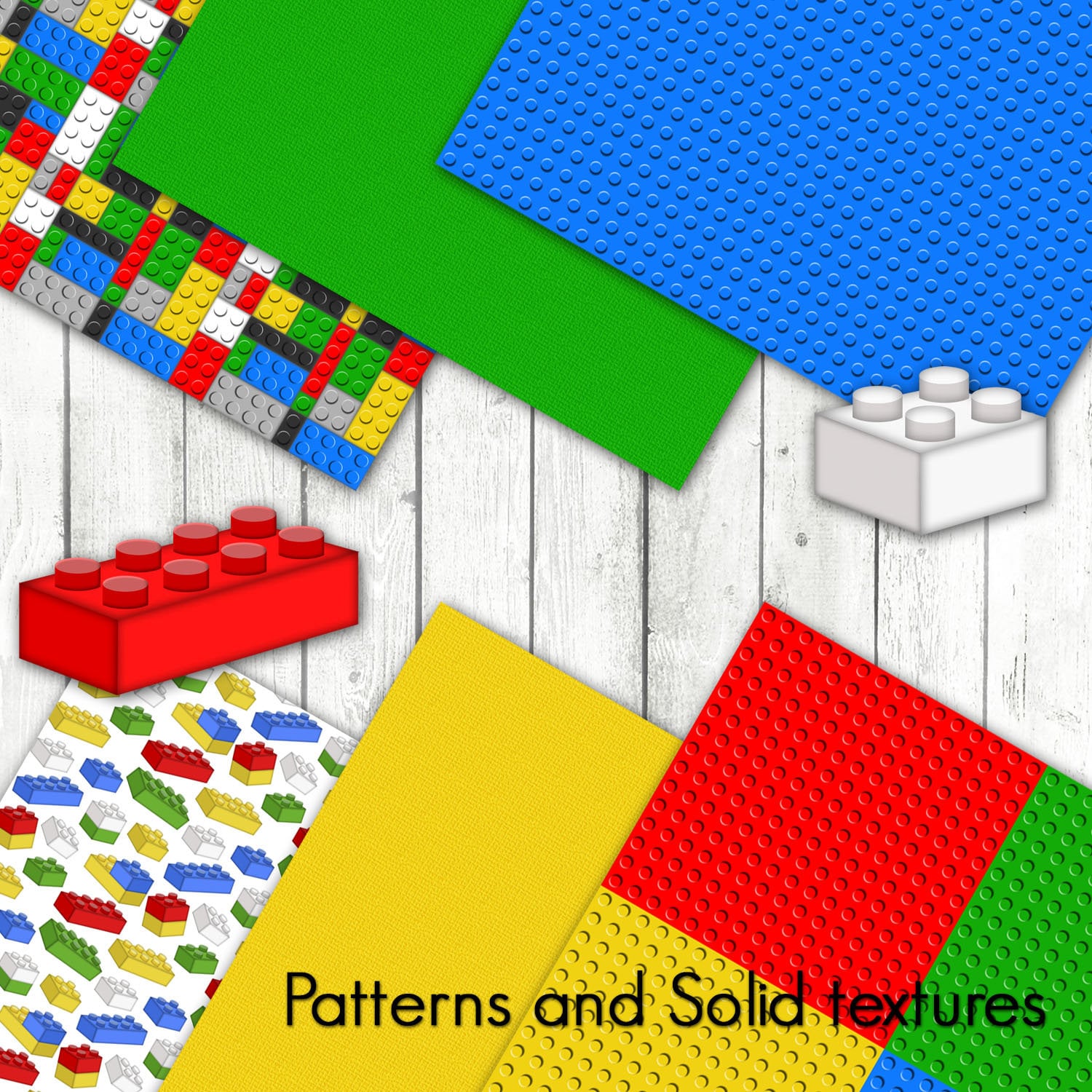 Building Bricks Digital Paper Pack: Colorful Scrapbook Backgrounds ...