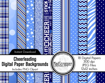 Digital Scrapbook Paper Cheerleading Royal Blue Digital Cheer Paper ...