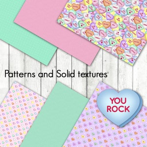 Digital Scrapbook Paper and Clip Art Conversation Hearts Valentine's ...
