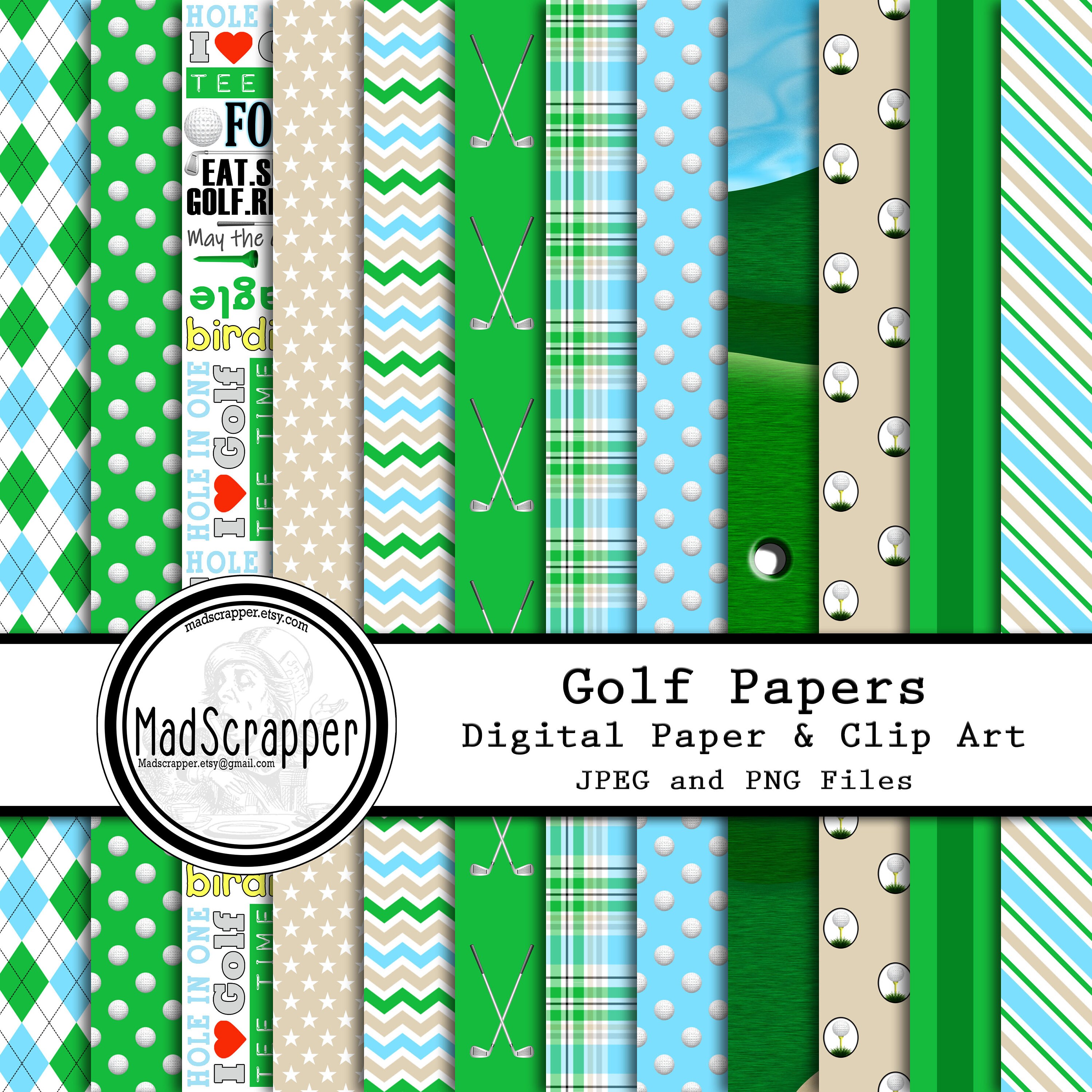 Digital Scrapbook Paper Golf Digital Golf Scrapbook Paper | Etsy