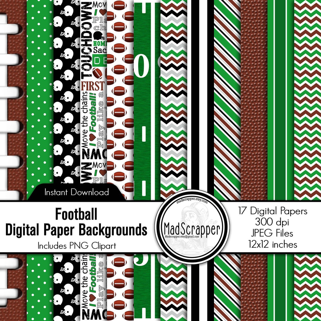 Digital Scrapbook Paper Digital Football Paper Background and Clipart ...