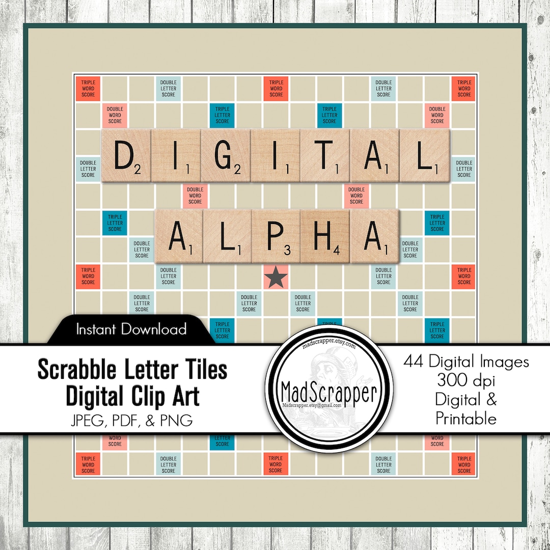 Digital Scrabble Tile Alphabet Clip Art (printable) - Etsy