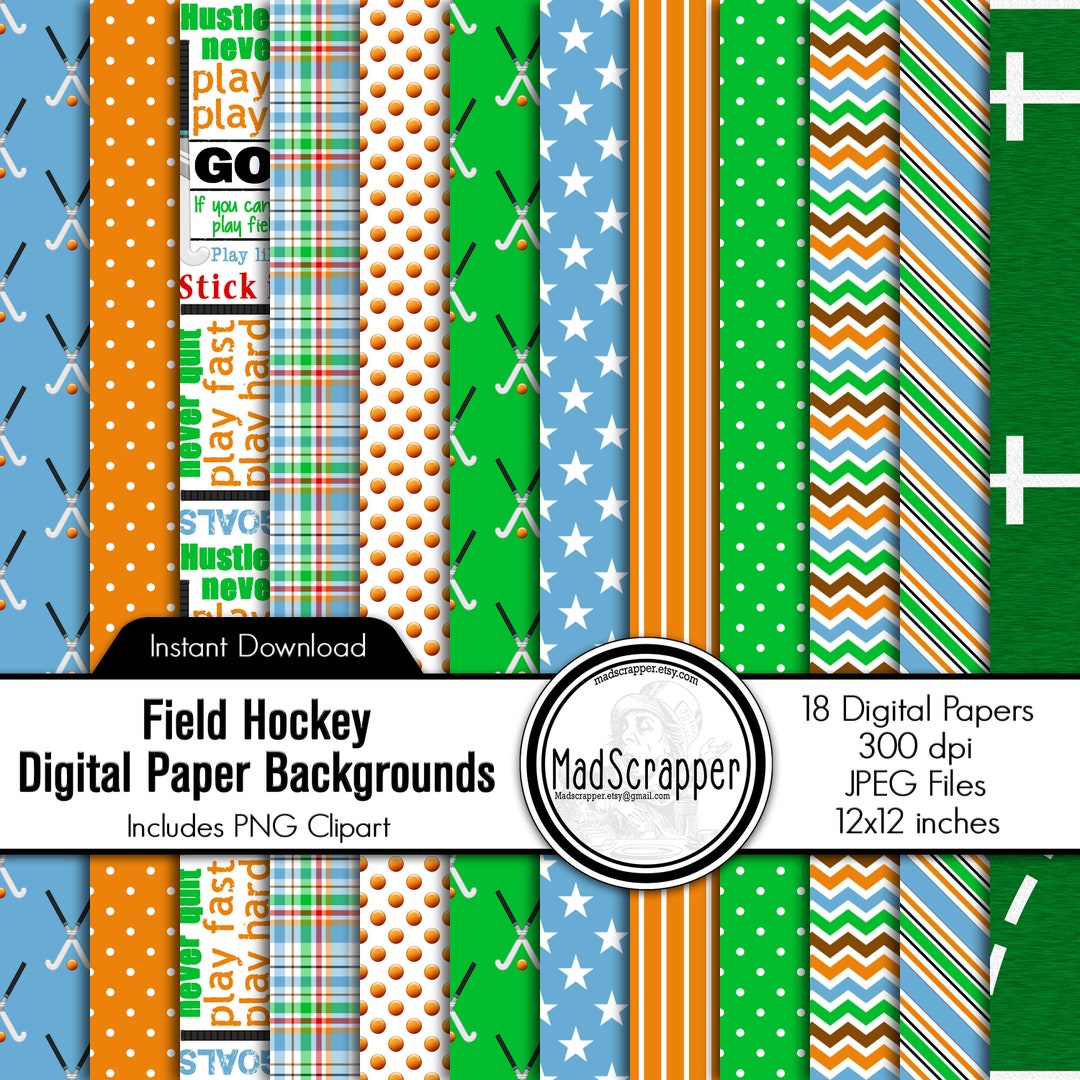 Digital Scrapbook Paper Field Hockey Paper Digital Field Hockey Paper ...