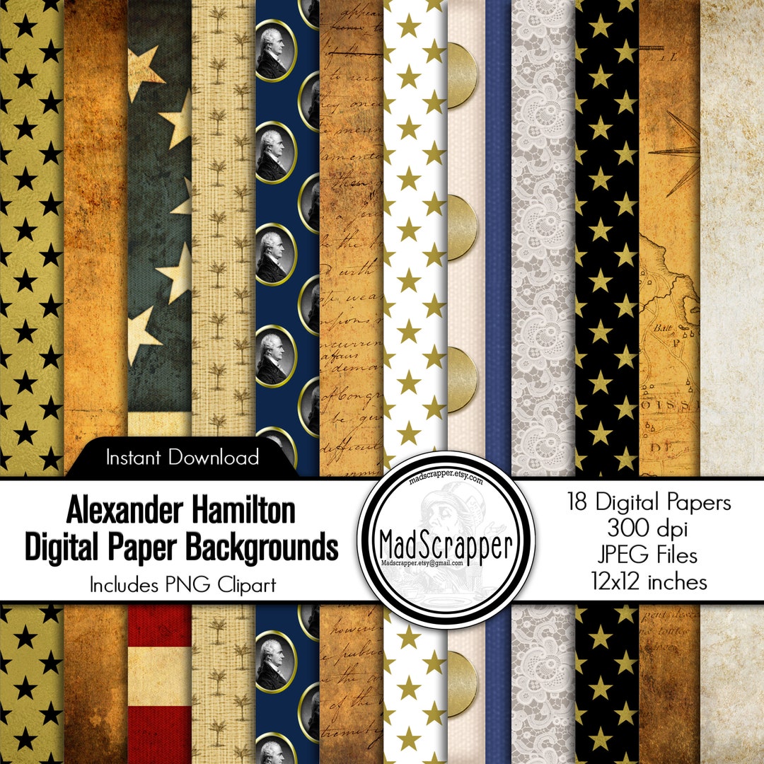 Alexander Hamilton Digital Scrapbook Paper: Grunge & Stars (digital ...
