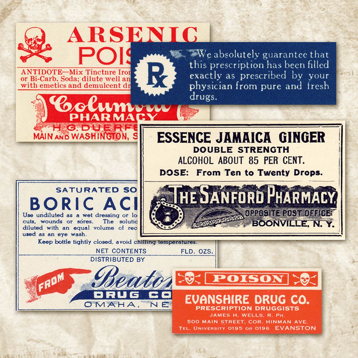 Vintage Pharmacy Labels Drug and Poison Labels Printable and | Etsy