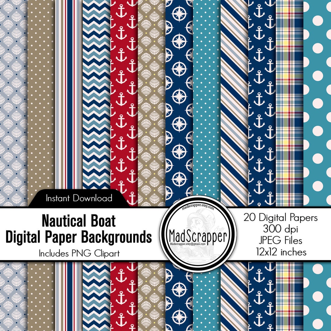Digital Scrapbook Paper Nautical Themed Digital Boat Scrapbook Paper ...
