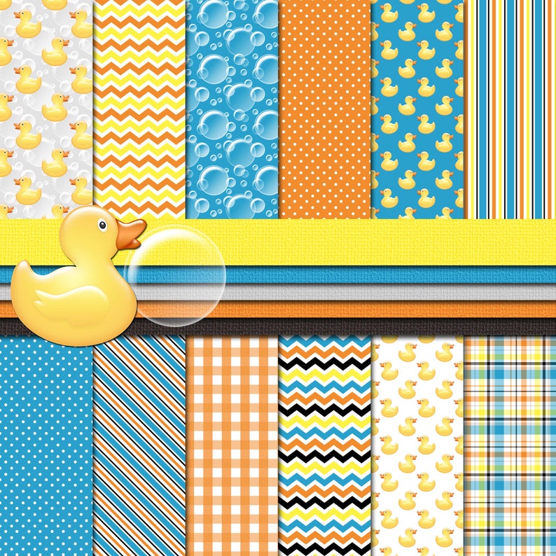 Digital Scrapbook Paper Rubber Ducky Paper Digital Rubber | Etsy