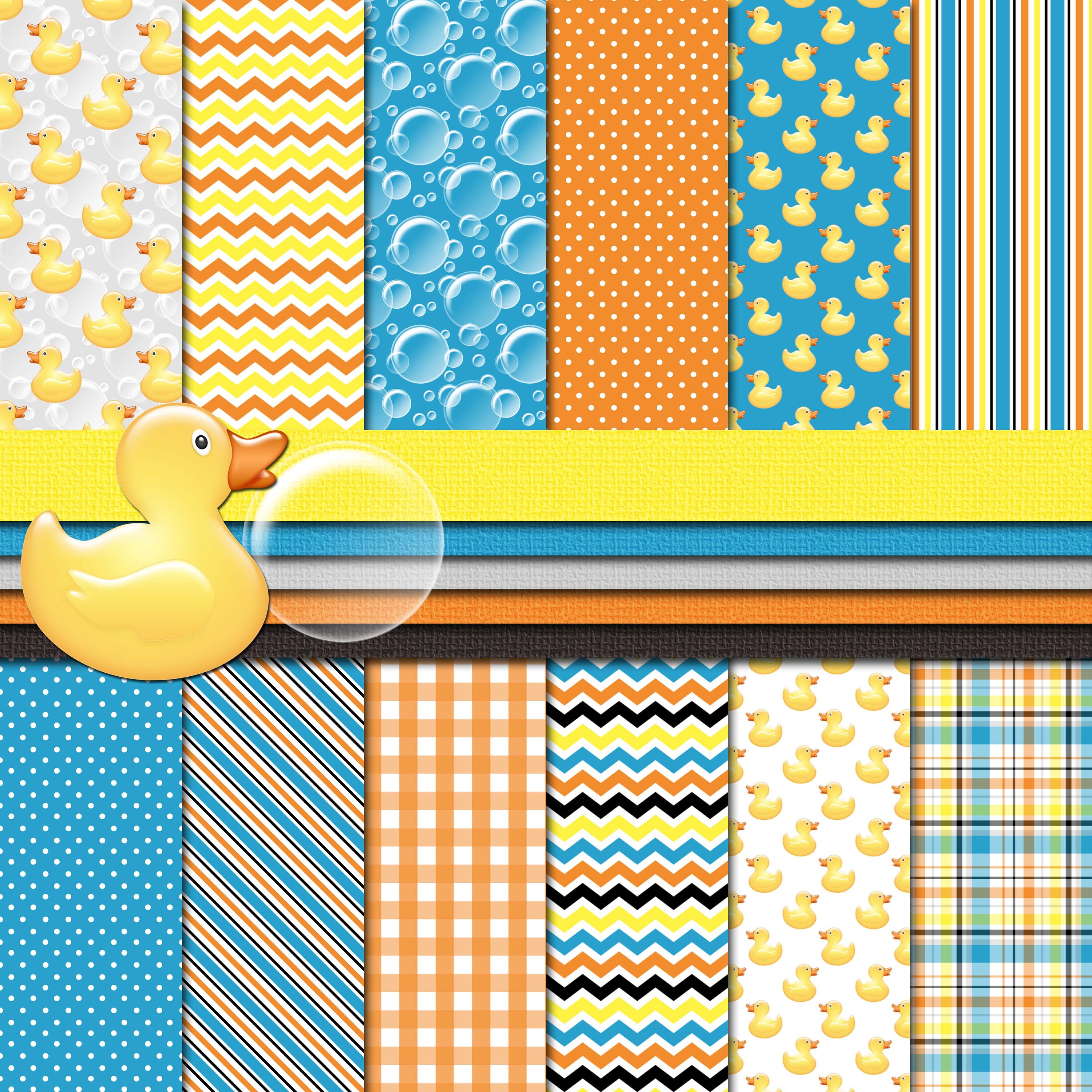Digital Scrapbook Paper Rubber Ducky Paper Digital Rubber | Etsy