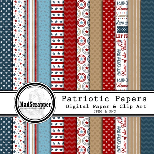 Vintage Fourth of July Seamless Digital Paper Pack Patriotic | Etsy