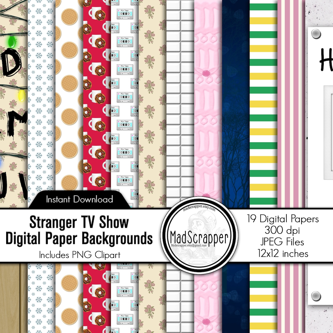 Digital Scrapbook Paper Stranger TV Show Digital Paper Pack Backgrounds ...