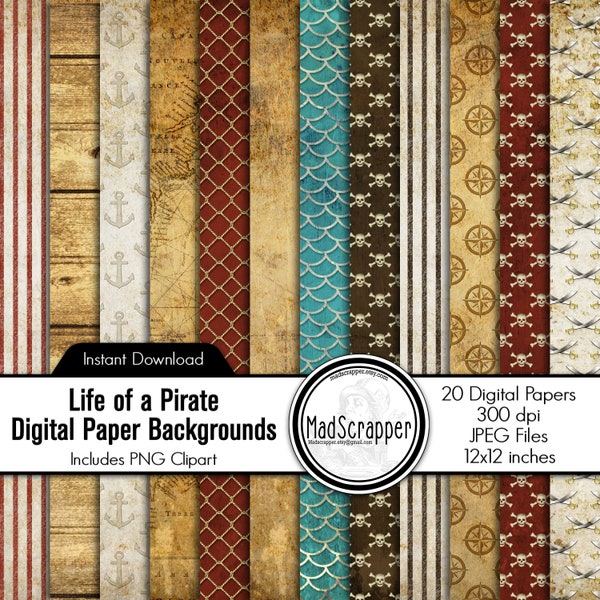 Pirate Scrapbook Paper - Etsy