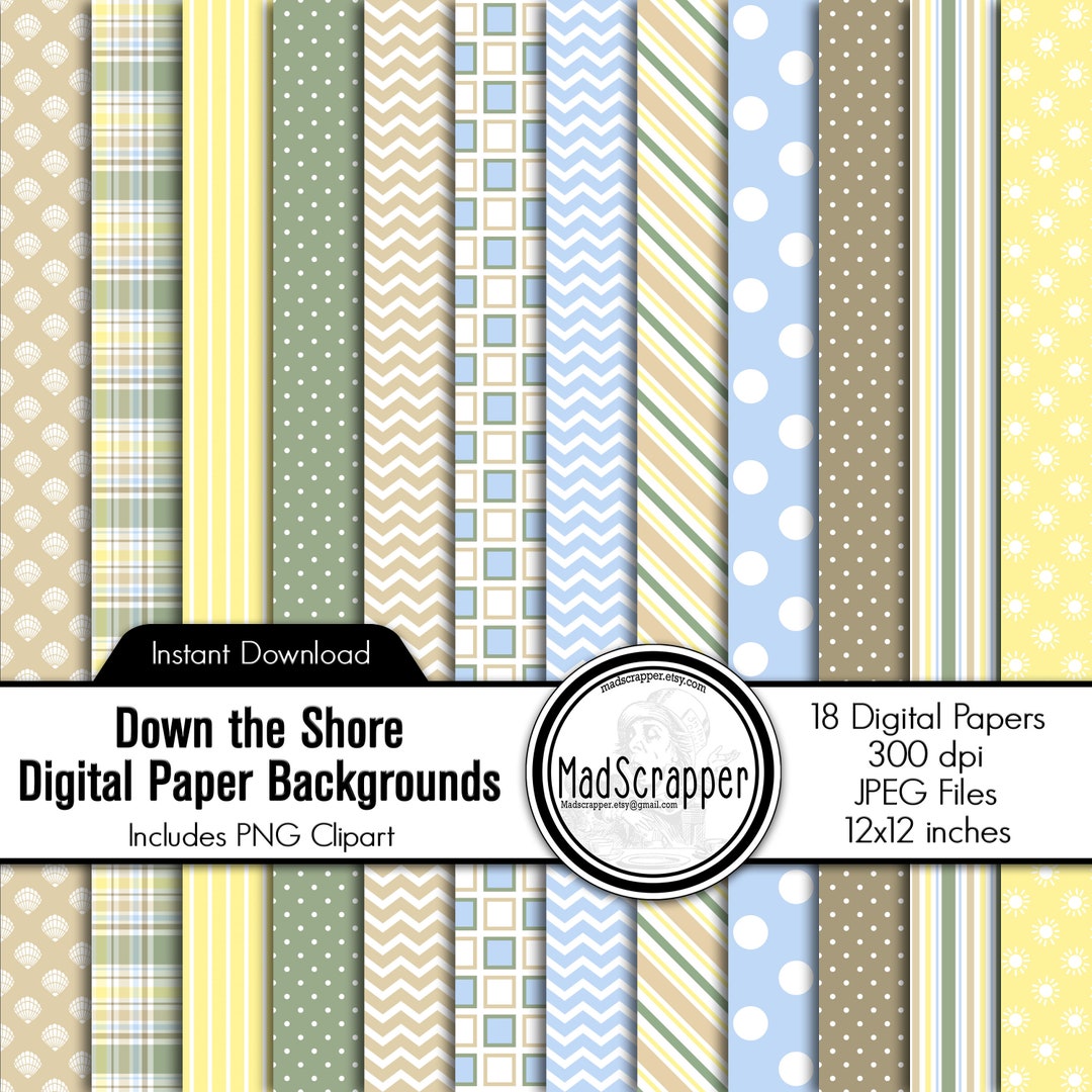 Digital Scrapbook Paper Down the Shore Beach Paper Summer Beach ...