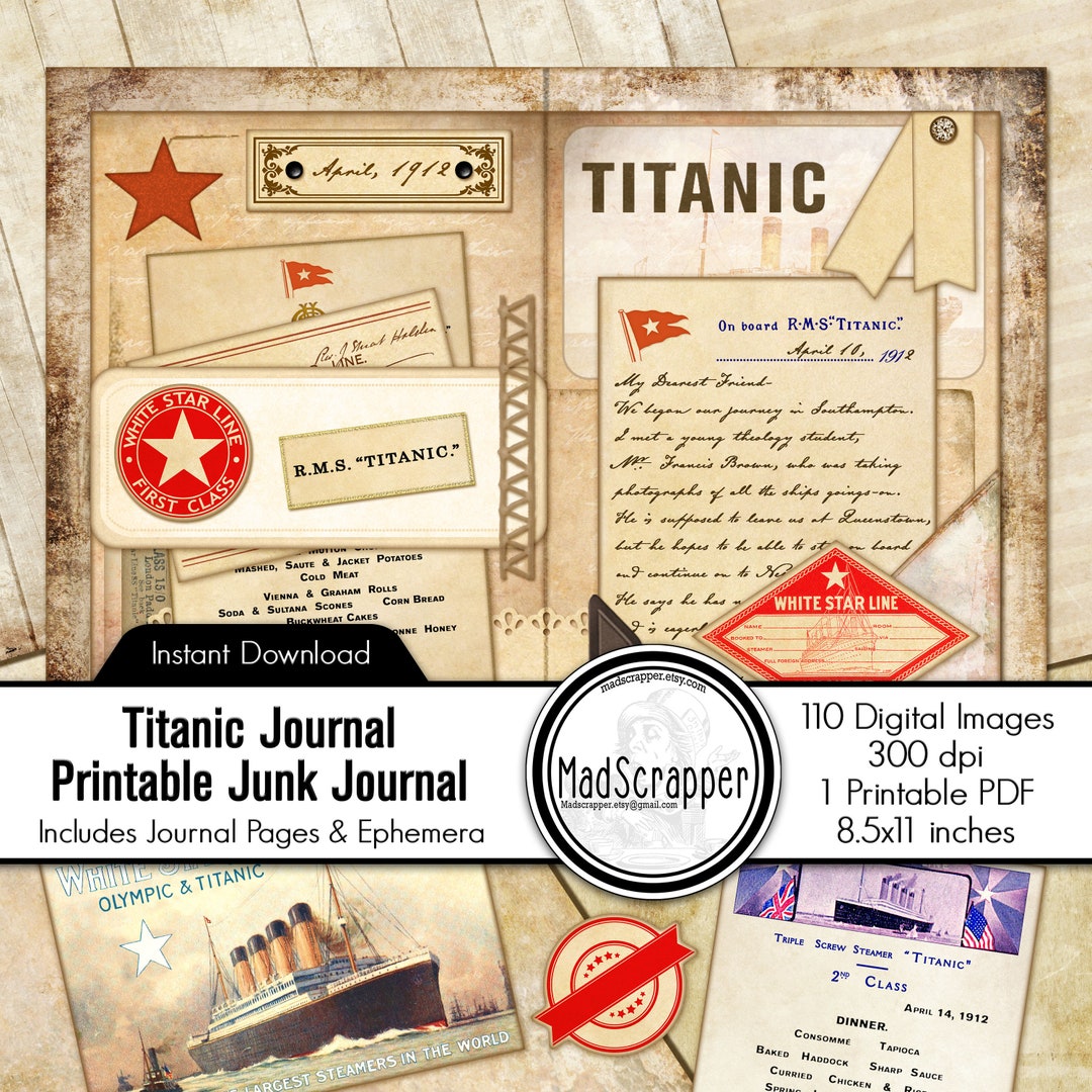 Digital Printable Journal Kit Titanic Themed Journal Kit Junk Journal ...