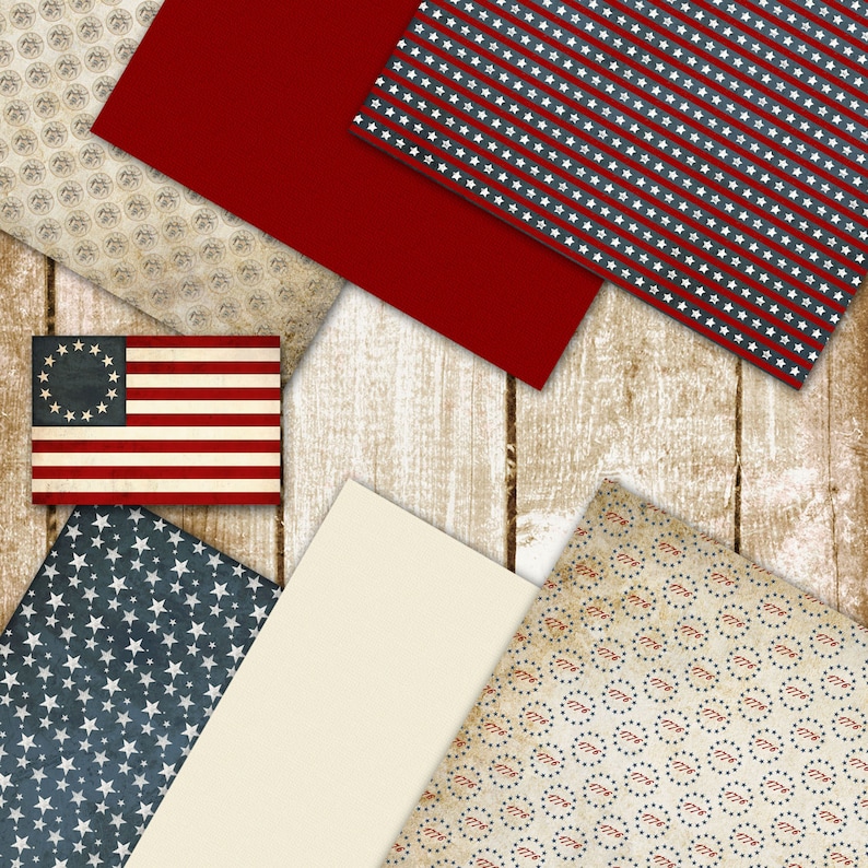 Patriotic Digital Scrapbook Paper: Spirit of 1776, USA (digital ...