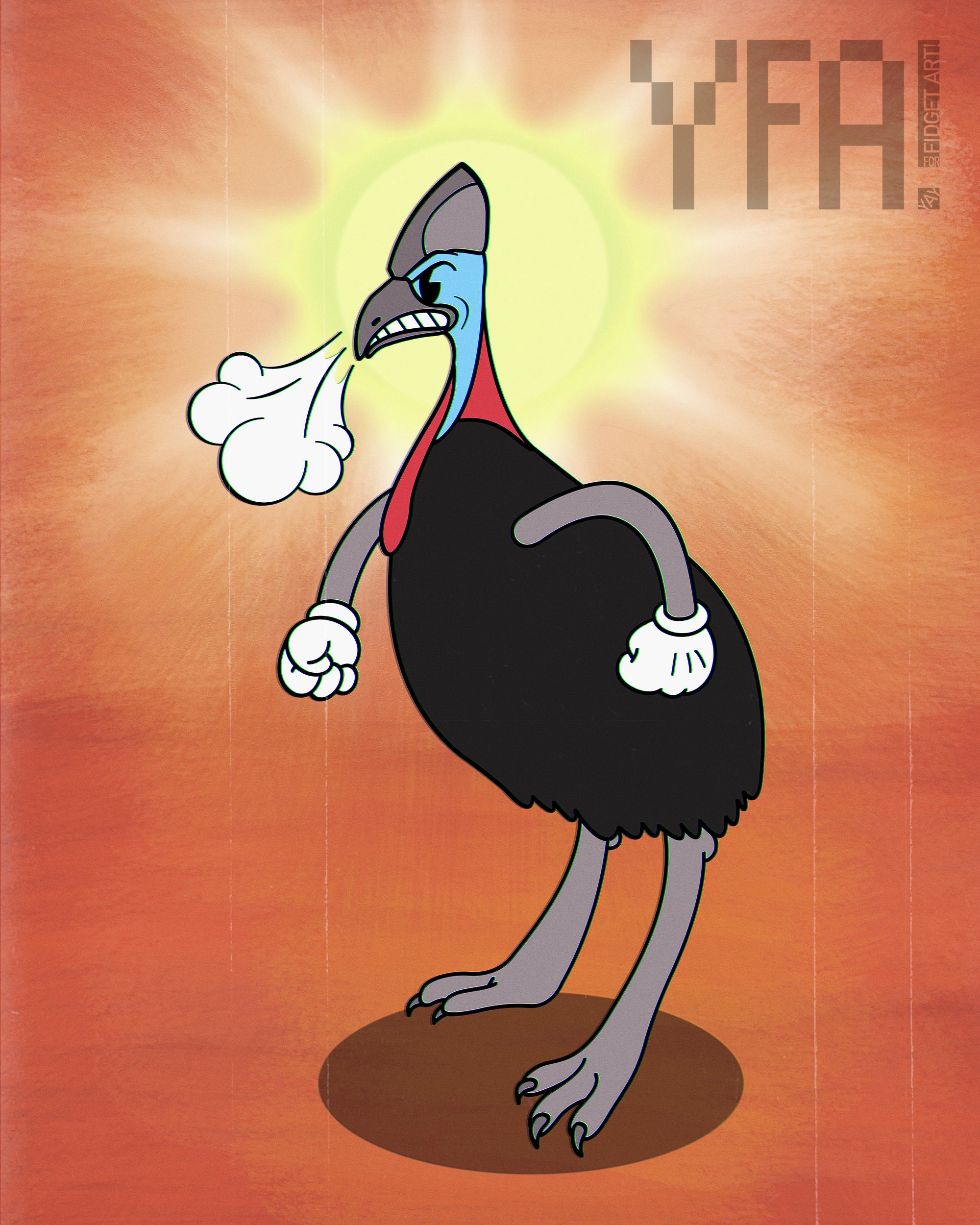 Angry Cassowary Giclee Illustration 8x10" Wall Art Print | 1930s ...