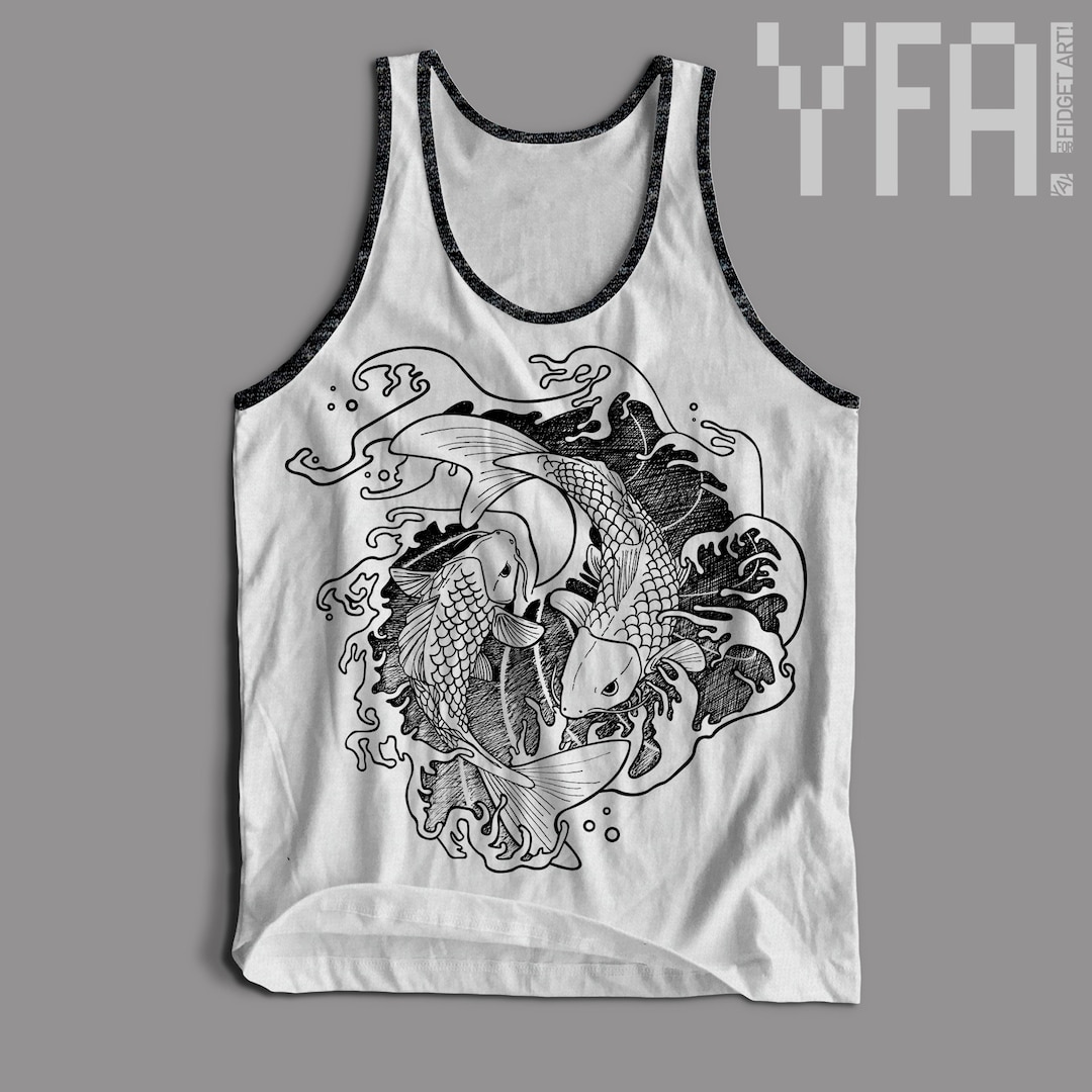 Fighting Koi Fish Tri-blend Tank Top | Made-to-order in USA | Sizes XS ...