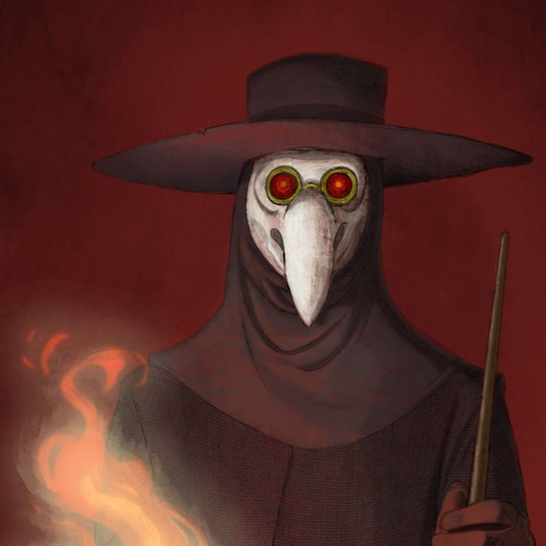 The Plague Doctor Single Greeting Card Size A2 Mini Art - Etsy