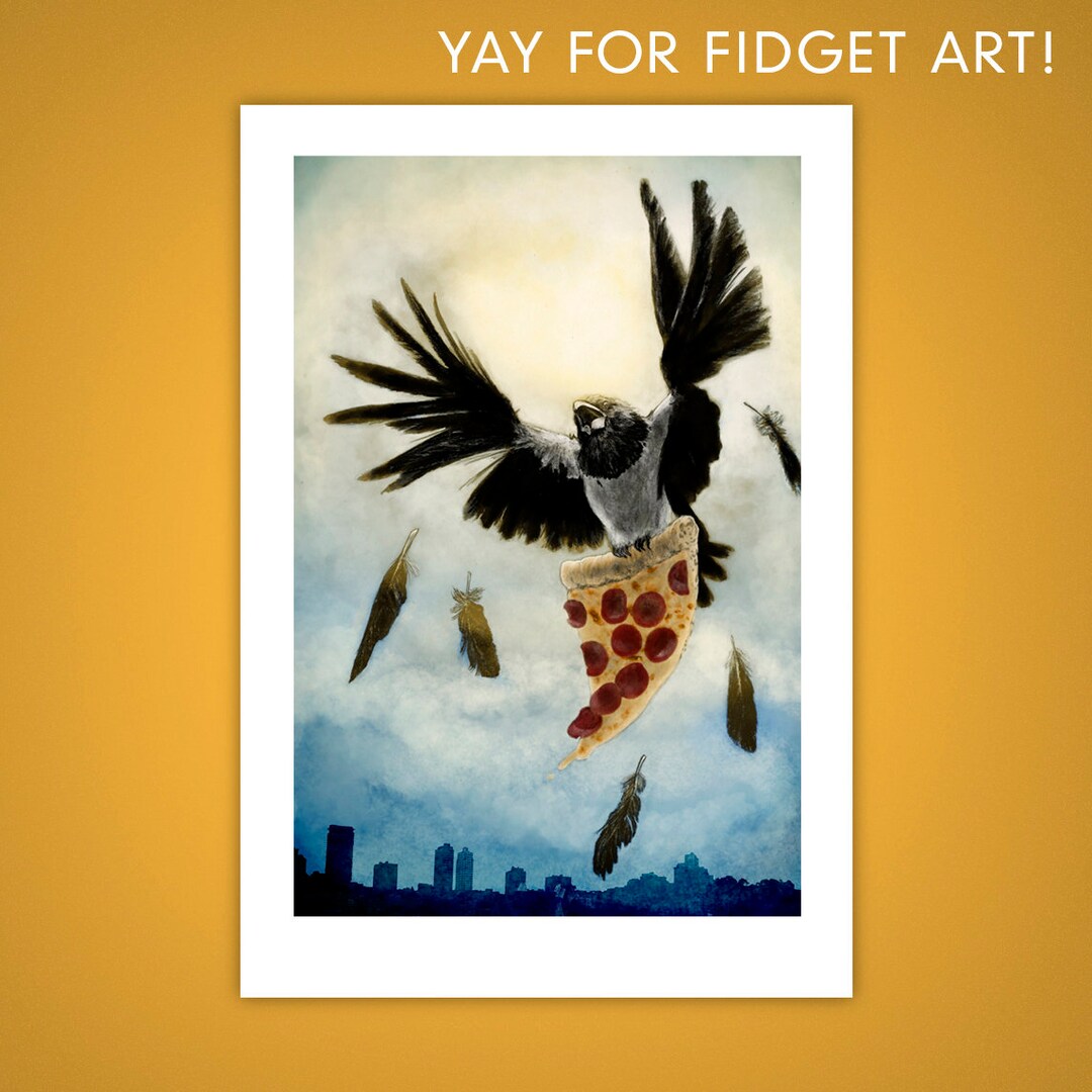 Crow Art Print | for Pizza Lovers | 4x6" or 5x7" Sizes | Funny Gifts - Etsy