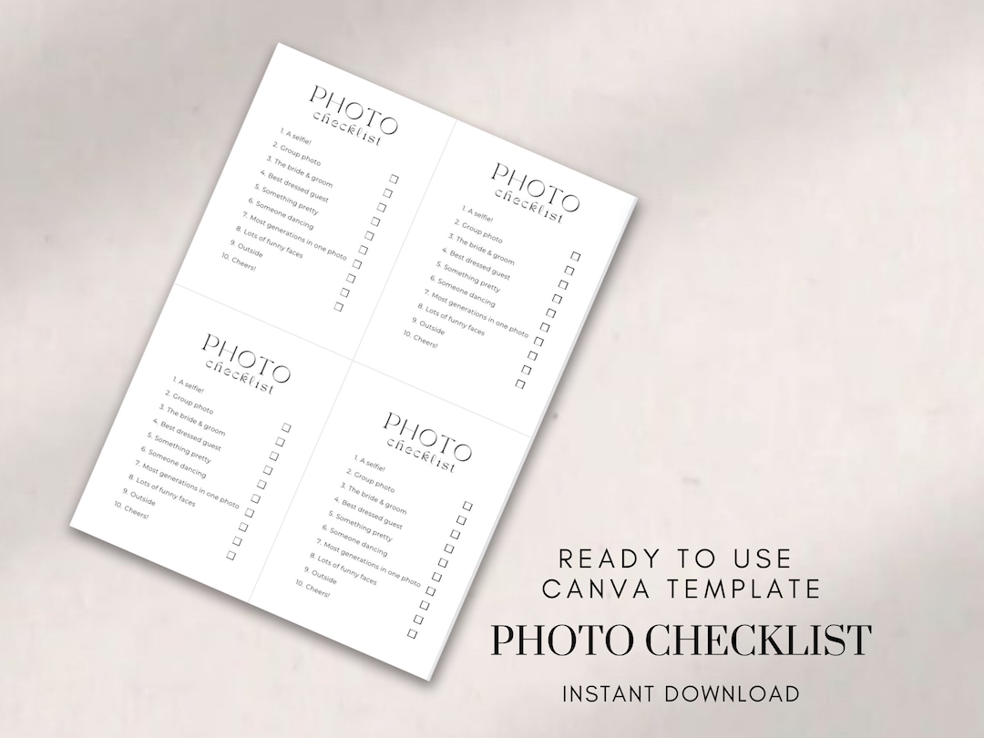 CANVA Photo Checklist Template - Etsy
