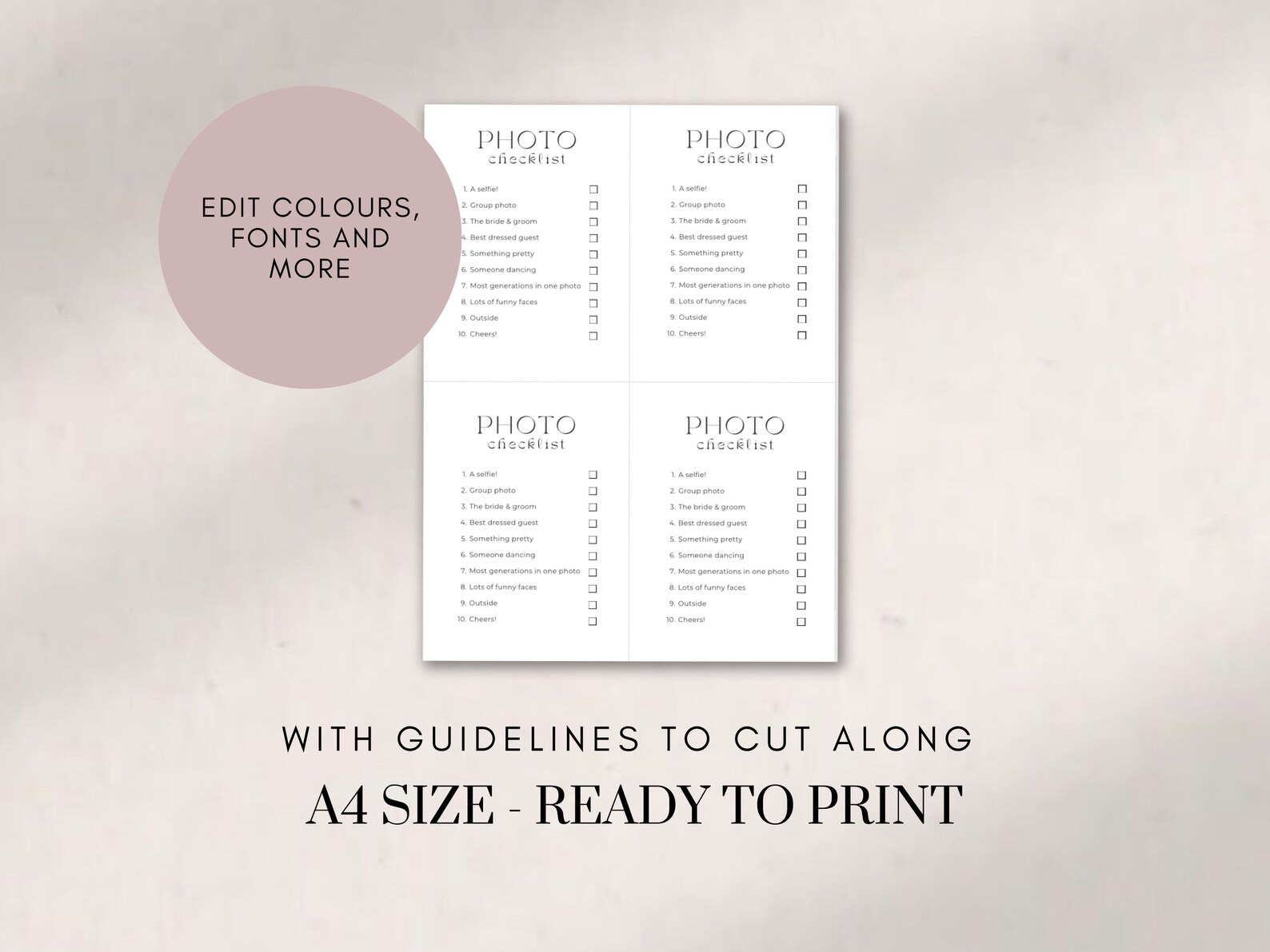 CANVA Photo Checklist Template - Etsy