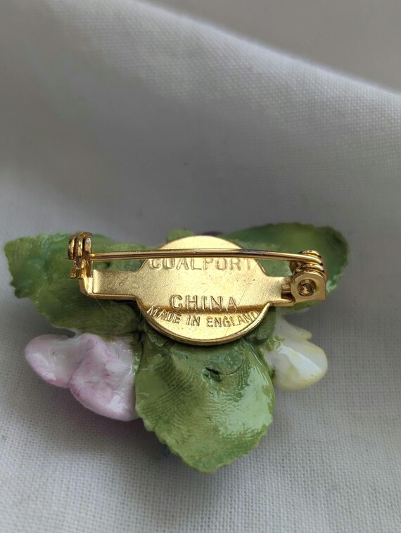 Coalport Signed 1950s China Flower Brooch Hallmarked … - Gem