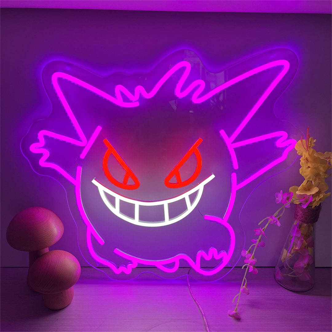 Letrero de neón Gengar, Letrero de neón para sala de juegos, Letreros ...