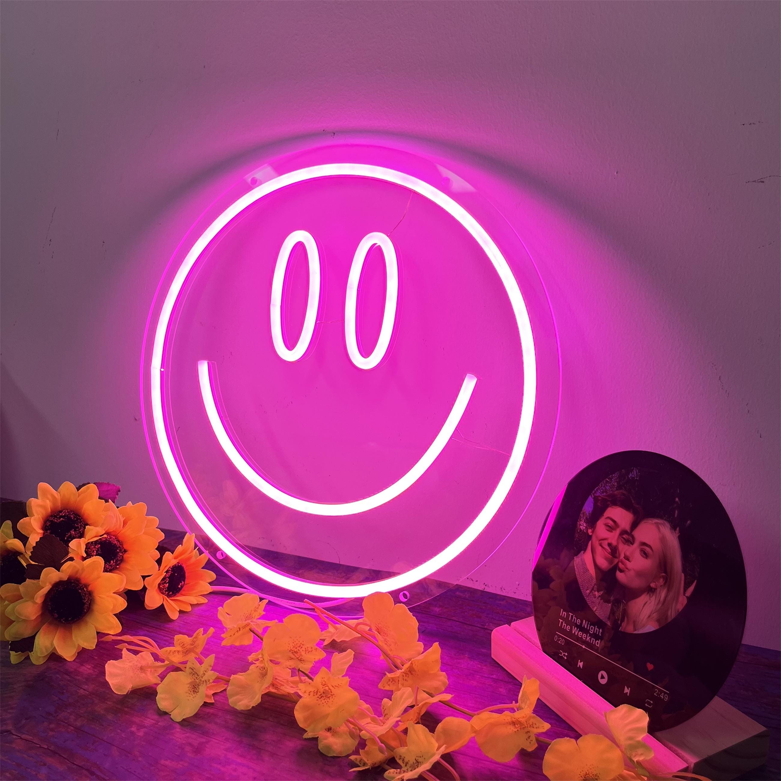 Smiley Face LED Neon Sign: Custom Bedroom, Party Decor - Etsy