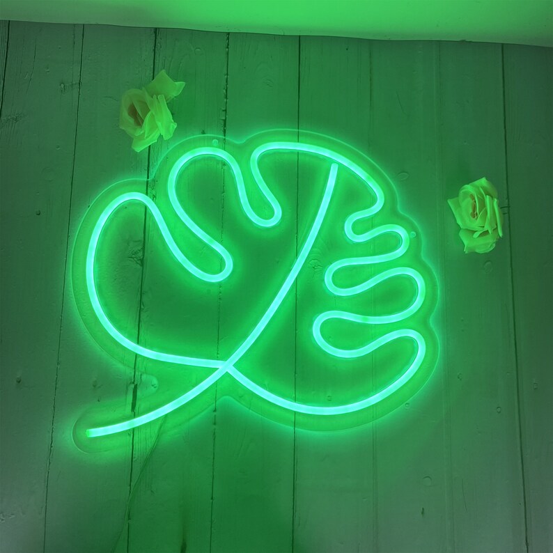 Monstera Leaf Neon Sign: Tropical Jungle Decor - Etsy