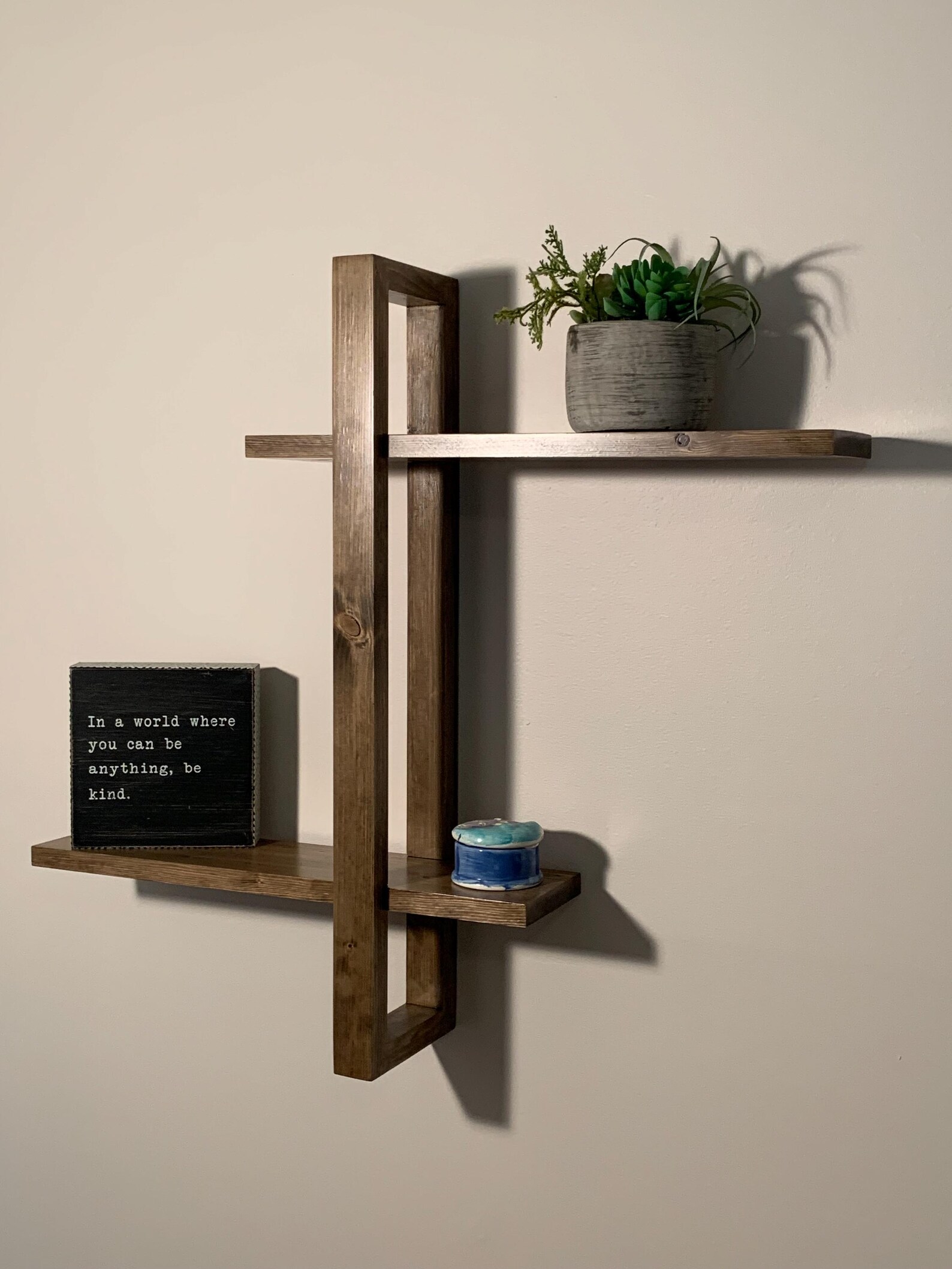 Handmade Adjustable Two Tier Hanging Wall Shelf - Etsy