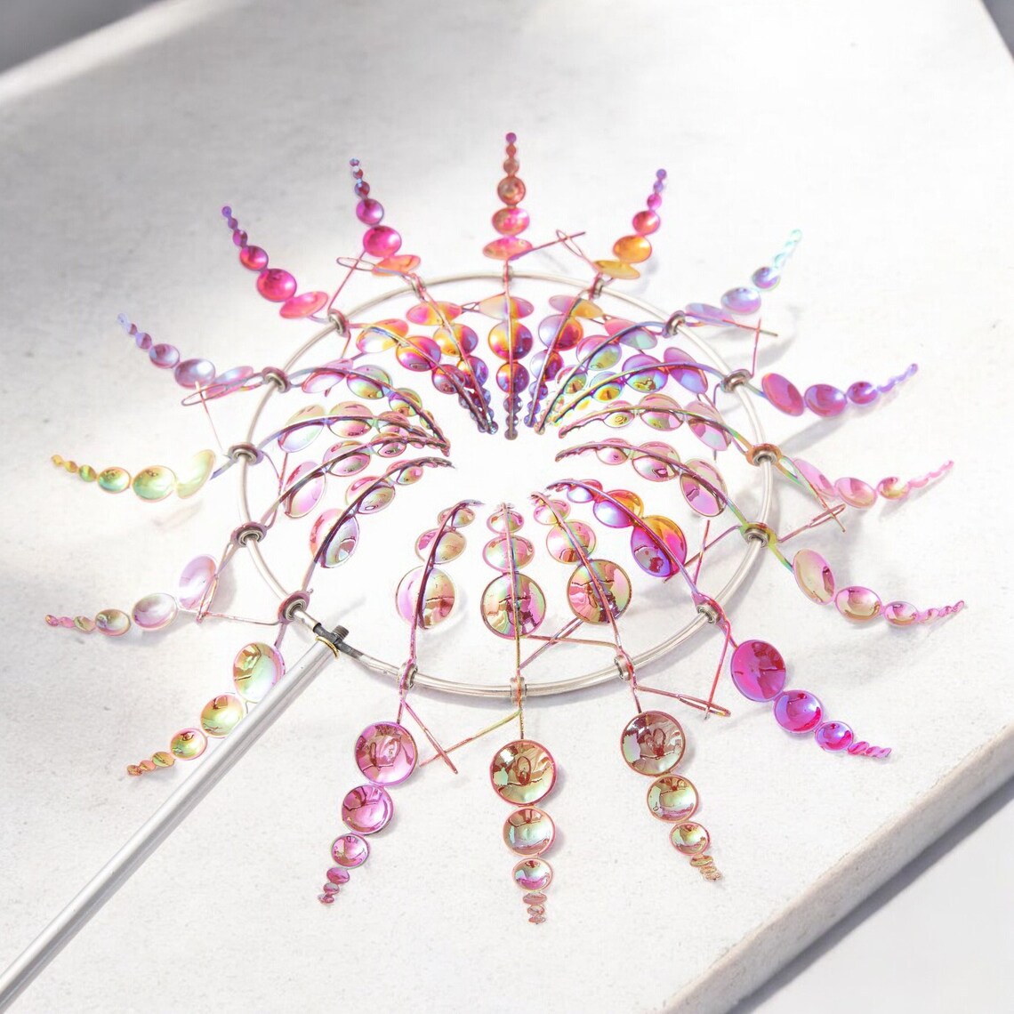 Pink Kinetic Metal Windmill Windspinner,magical Windmill,3d Metal Wind ...