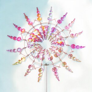 Pink Kinetic Metal Windmill Windspinner,magical Windmill,3d Metal Wind ...