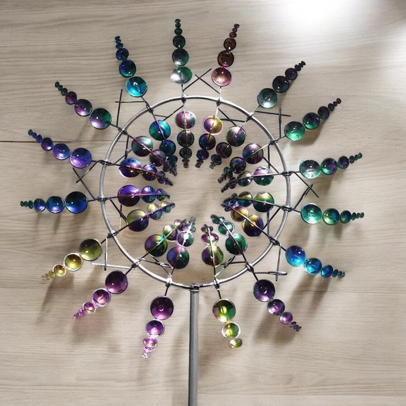 Pink Kinetic Metal Windmill Windspinner,magical Windmill,3d Metal Wind ...