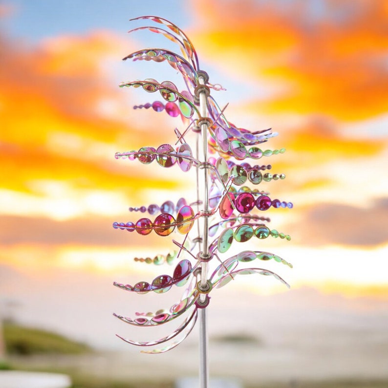 Pink Kinetic Metal Windmill Windspinner,magical Windmill,3d Metal Wind ...