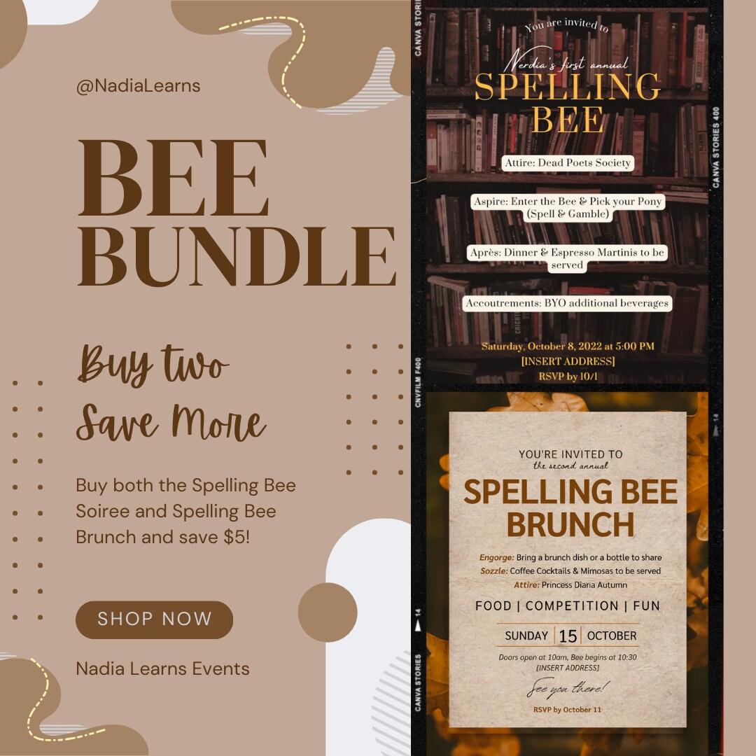 Bee Bundle - 2 Adult Spelling Bees at a Discounted Rate! - Etsy