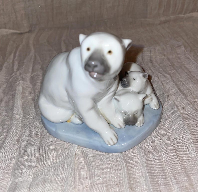 Lladro Polar Bear Family Figurine Glazed Porcelain - Etsy