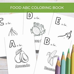 ABC Coloring Book, ABC Food Alphabet, ABC Coloring Pages, My Favourite ...